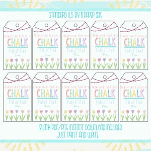 Editable Easter Chalk Favor Tag , Chalk Full of Fun Tag , Easter Tag ...