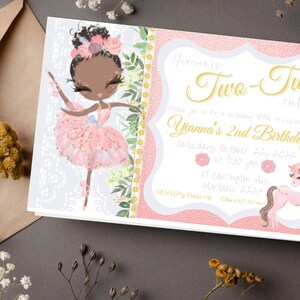 Editable Two-tu Cute Birthday Party Invitation, Two-tu Cute Invitation ...