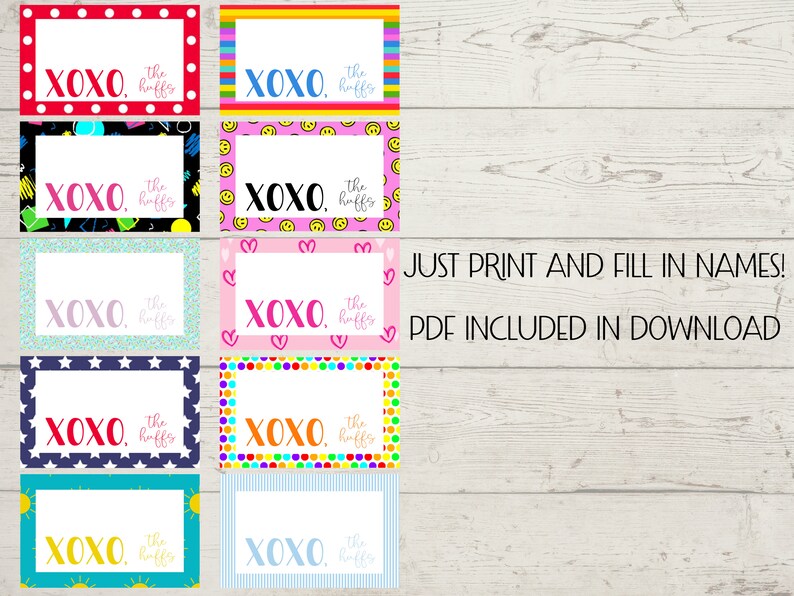 Editable XOXO Gift Tag, XOXO Gift Tags, Gift Tags for Any Occassion ...