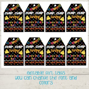 Editable Chip Chip Hooray Tag , First Day of School Tag , Gift Tags for ...