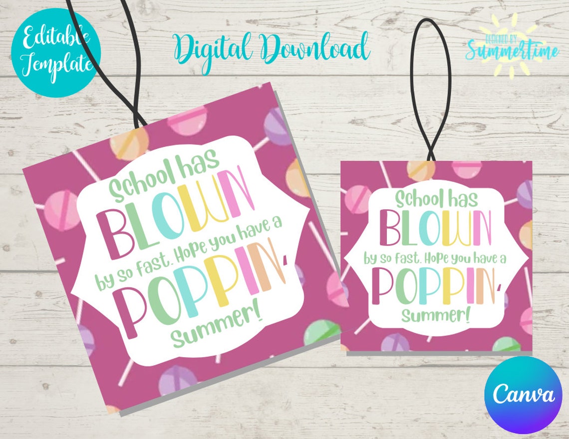 Editable Blow Pop Gift Tag Gift Tag End of Year Gift Tags - Etsy