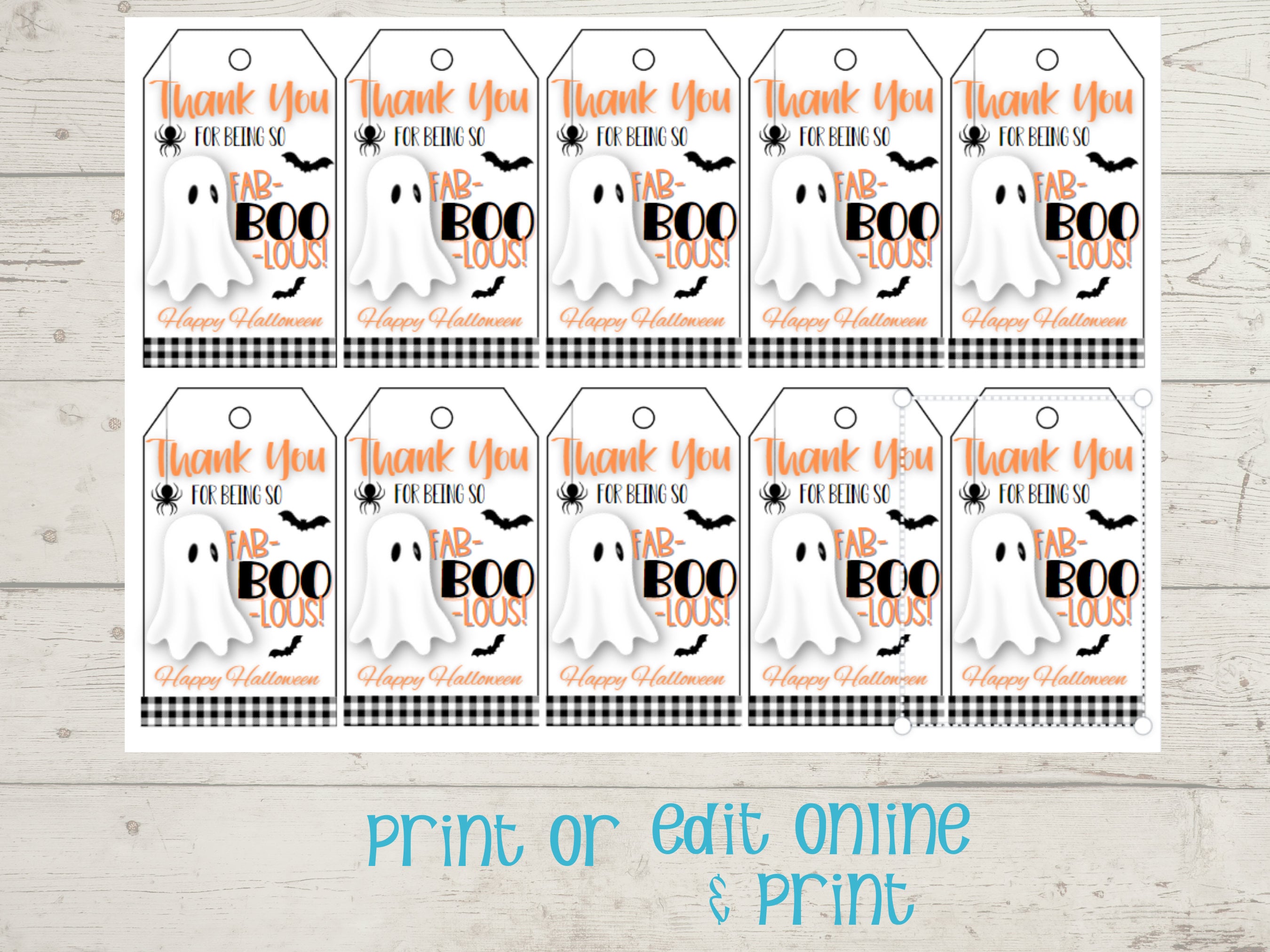 Editable Halloween Gift Tag , Thanks for Being Fab-boo-lous , Gift Tag ...
