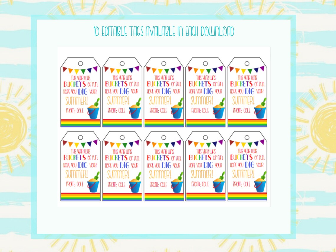 Editable End of Year Gift Tag Buckets of Fun Tag End of | Etsy