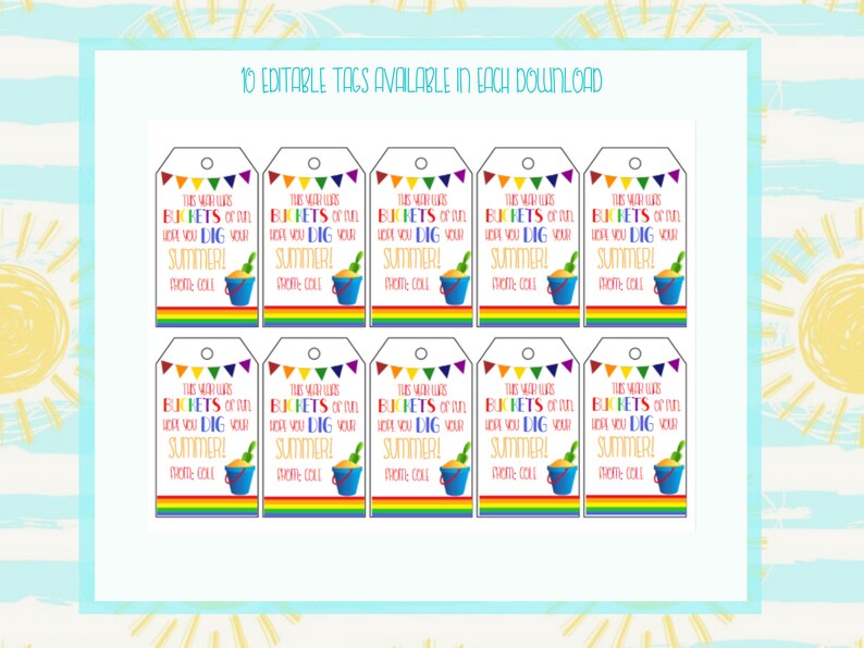 Editable End of Year Gift Tag Buckets of Fun Tag End of | Etsy