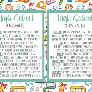 Editable High School Survival Kit Tag , Printable Digital Gift Tag ...