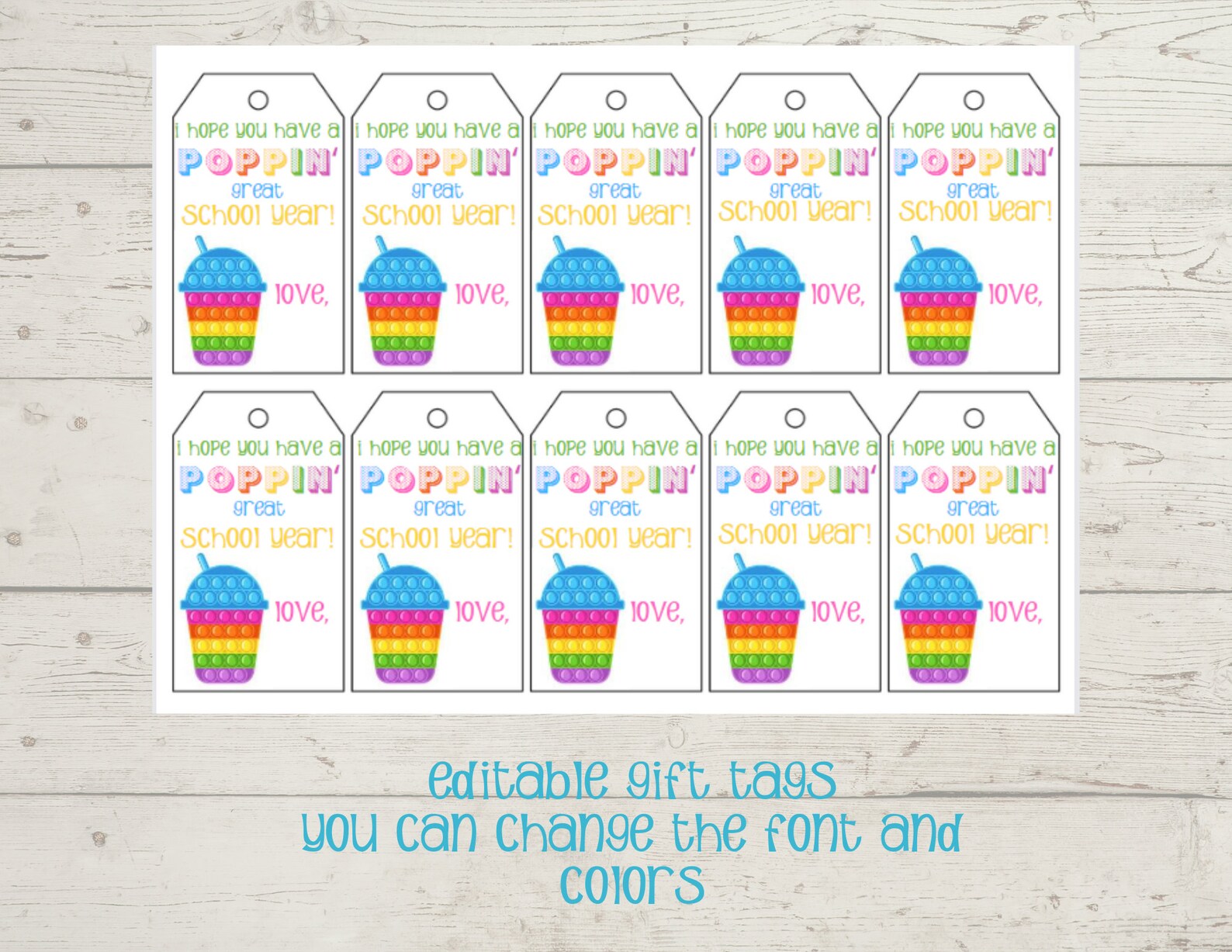 Beginning of Year Gift Tag , Poppin School Year Tag , Beginning of Year ...