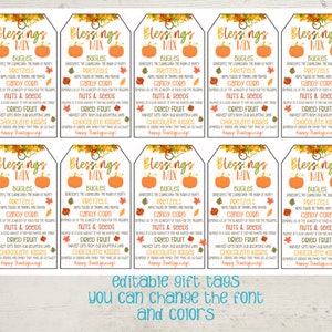 Editable Blessings Mix Fall Gift Tag for Students Teachers - Etsy