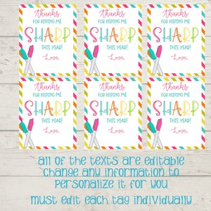 Editable Sharpie Teacher Tag , Teacher Appreciation Tag , End of Year ...