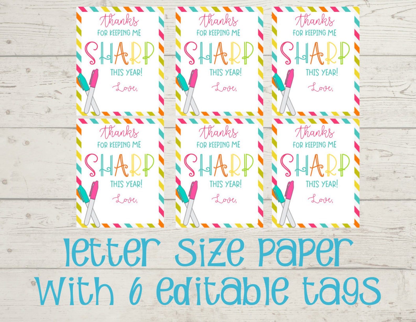 Editable Sharpie Teacher Tag Teacher Appreciation Tag End - Etsy