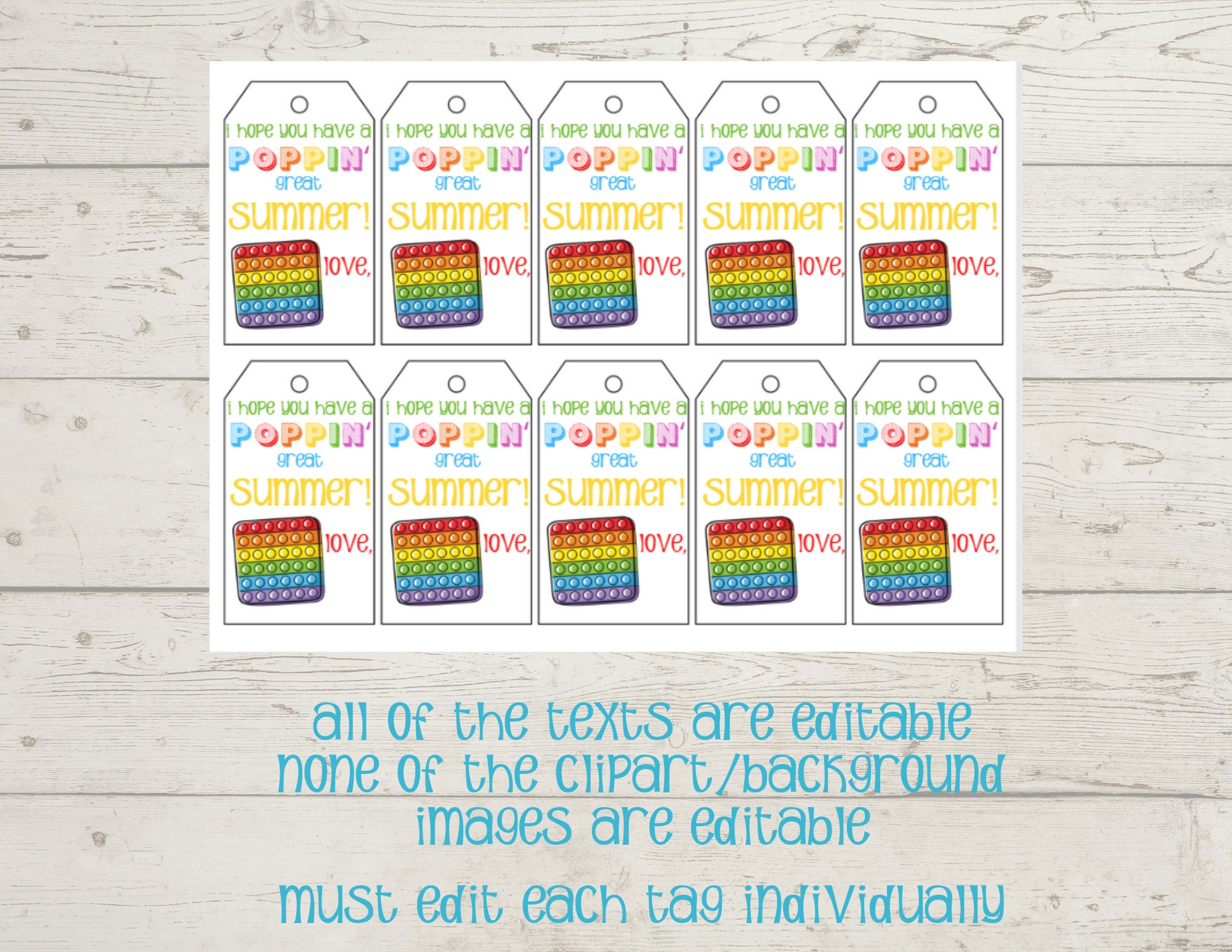 Editable End of Year Gift Tag , Poppin Summer Tag , End of Year Gift ...