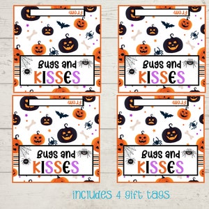 Editable Halloween Gift Tag , Bugs and Kisses, Gift Tag for Students ...