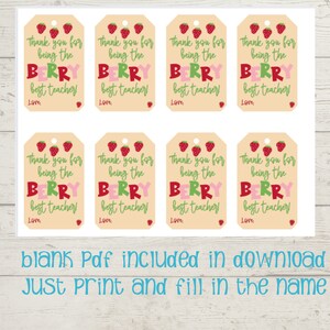 Editable Berry Favor Tag , Berry Sweet Summer Tag , End of School Tag ...