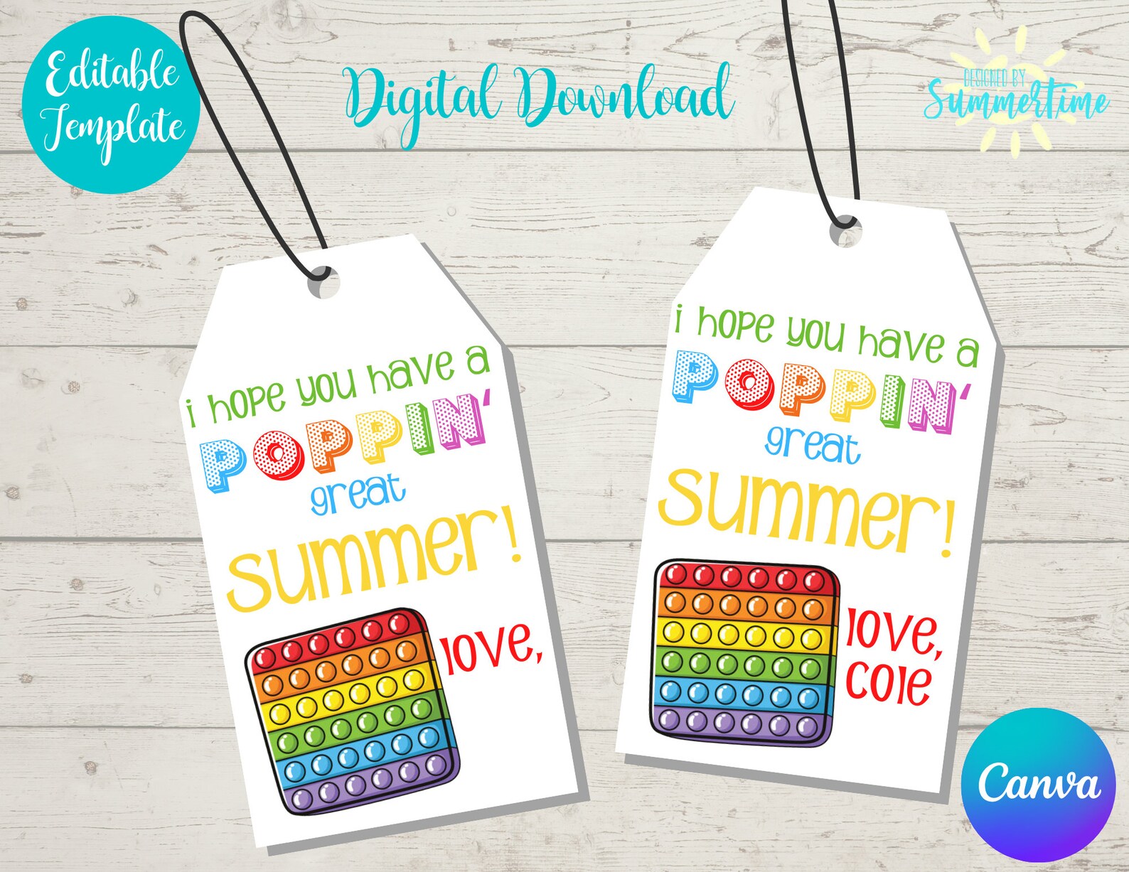 Editable End of Year Gift Tag , Poppin Summer Tag , End of Year Gift ...