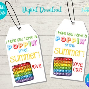 Editable End of Year Gift Tag , Poppin Summer Tag , End of Year Gift ...
