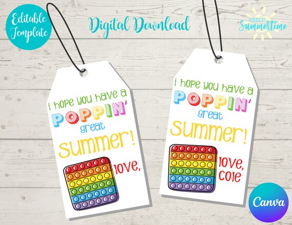 Editable End of Year Gift Tag Poppin Summer Tag End of - Etsy