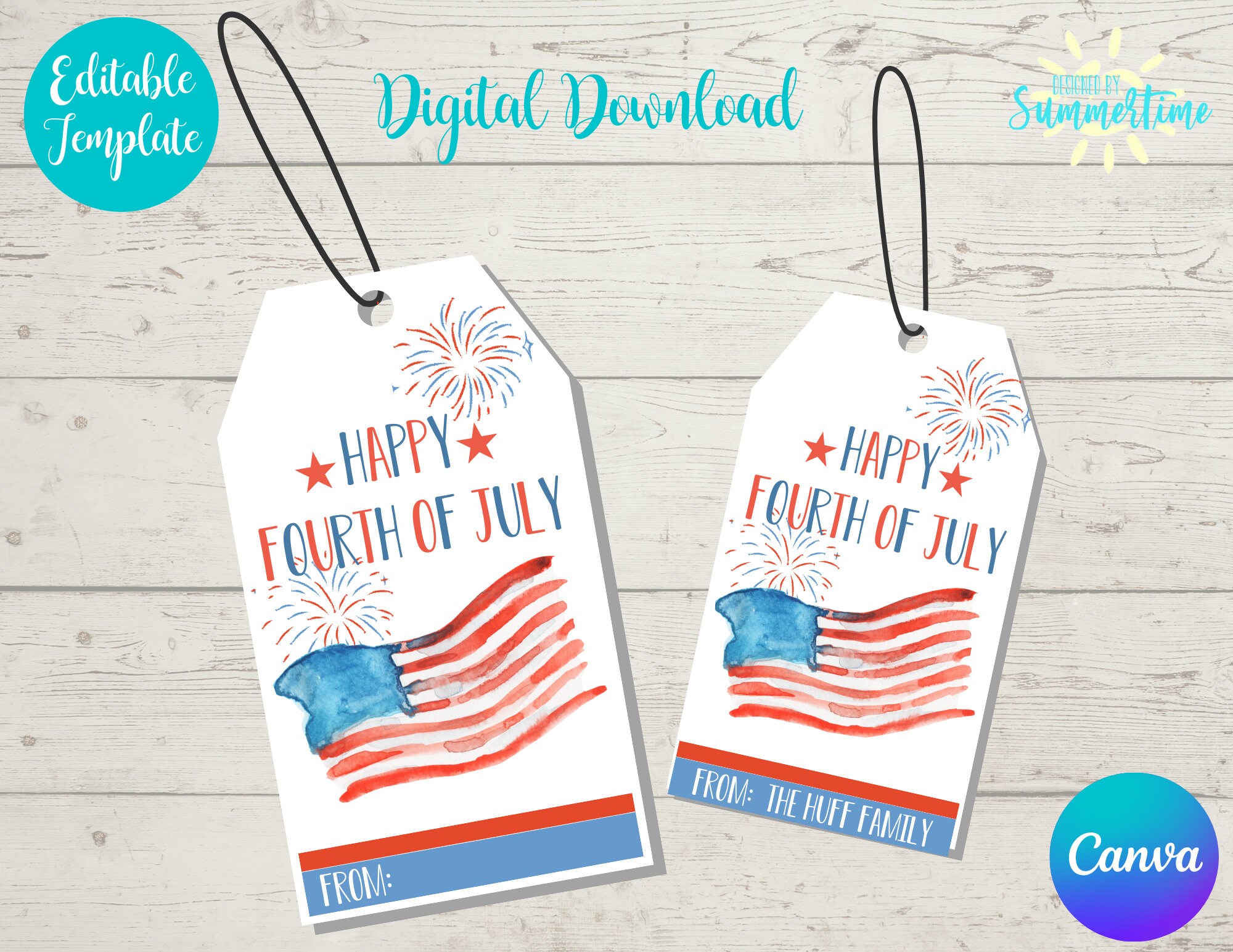 Editable Fourth of July Gift Tag , Fourth of July Favor Tag Template ...