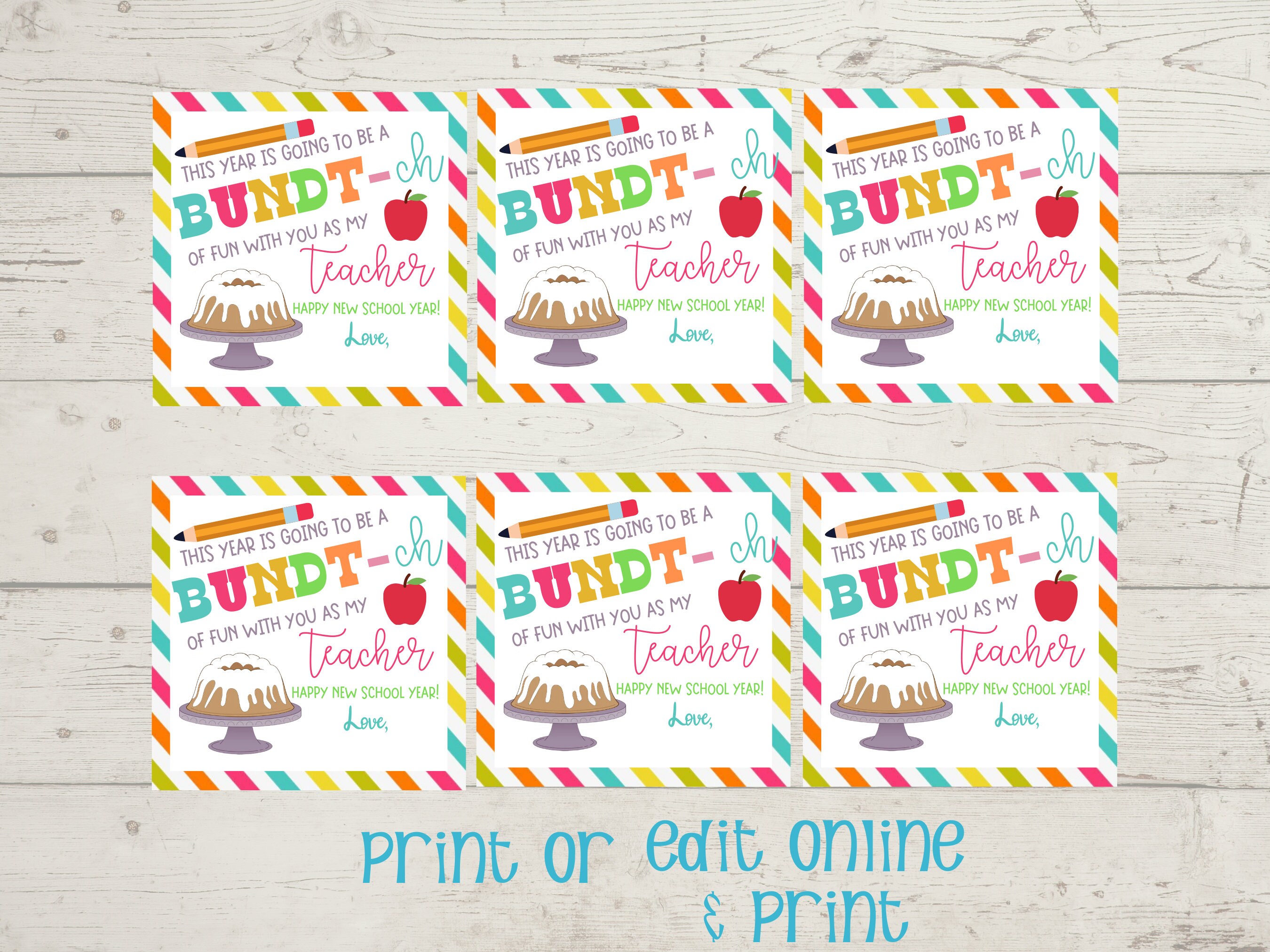 Editable Bundt Cake Gift Tag , Bundt Cake Appreciation Tag , Staff ...