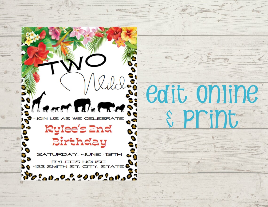 Editable Jungle Safari Digital Birthday Invitation, Jungle Safari Theme ...