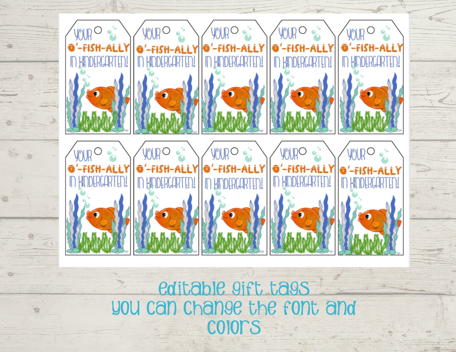 Editable Beginning of School Gift Tag O-fish-ally Gift Tag - Etsy