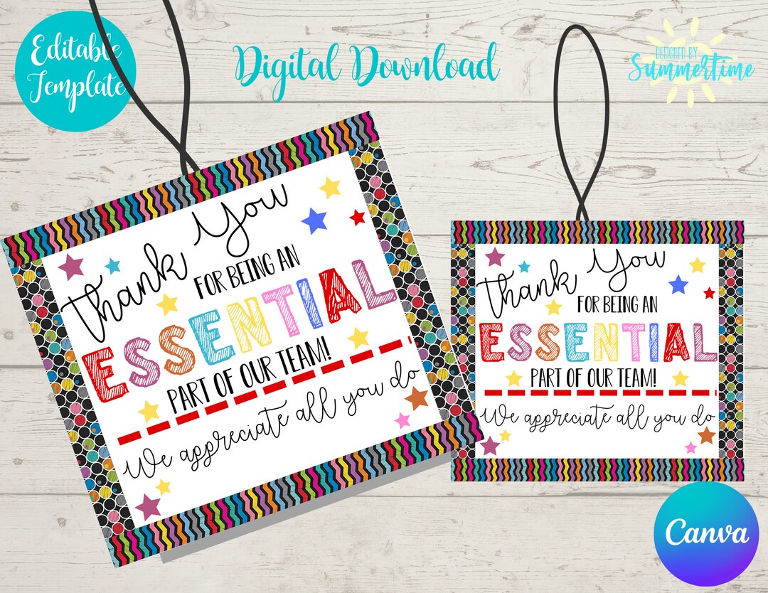 Editable Essential Worker Gift Tags, Employee Appreciation Gift Tags ...