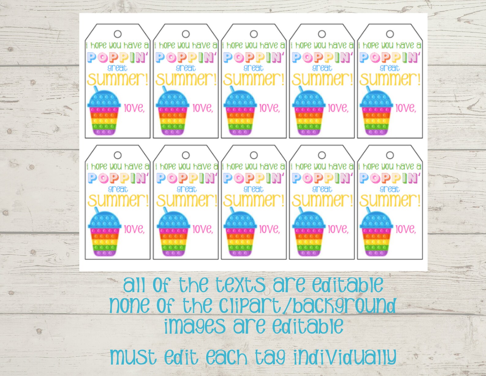 Editable End of Year Gift Tag , Poppin Summer Tag , End of Year Gift ...