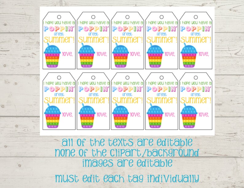 Editable End of Year Gift Tag , Poppin Summer Tag , End of Year Gift ...