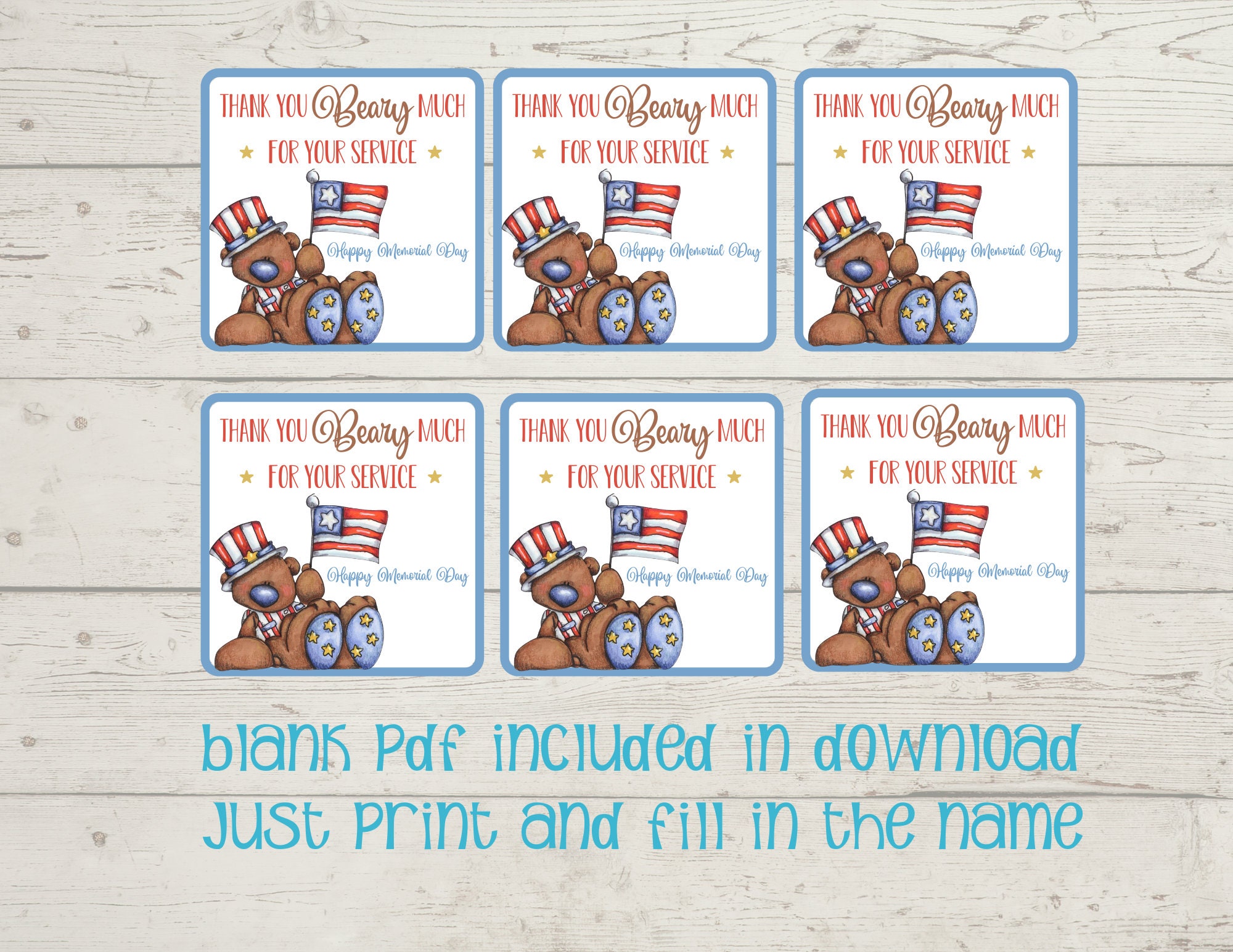 Editable Memorial Day Gift Tag , Memorial Day Favor Tag Template ...