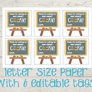 Editable Smart Cookie Teacher Tag , Teacher Appreciation , End of Year ...