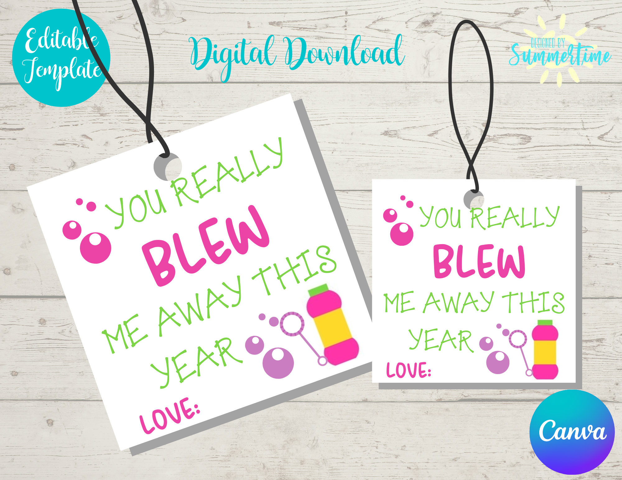 Editable End of Year Gift Tag , Blew Me Away Tag , End of Year Gift ...