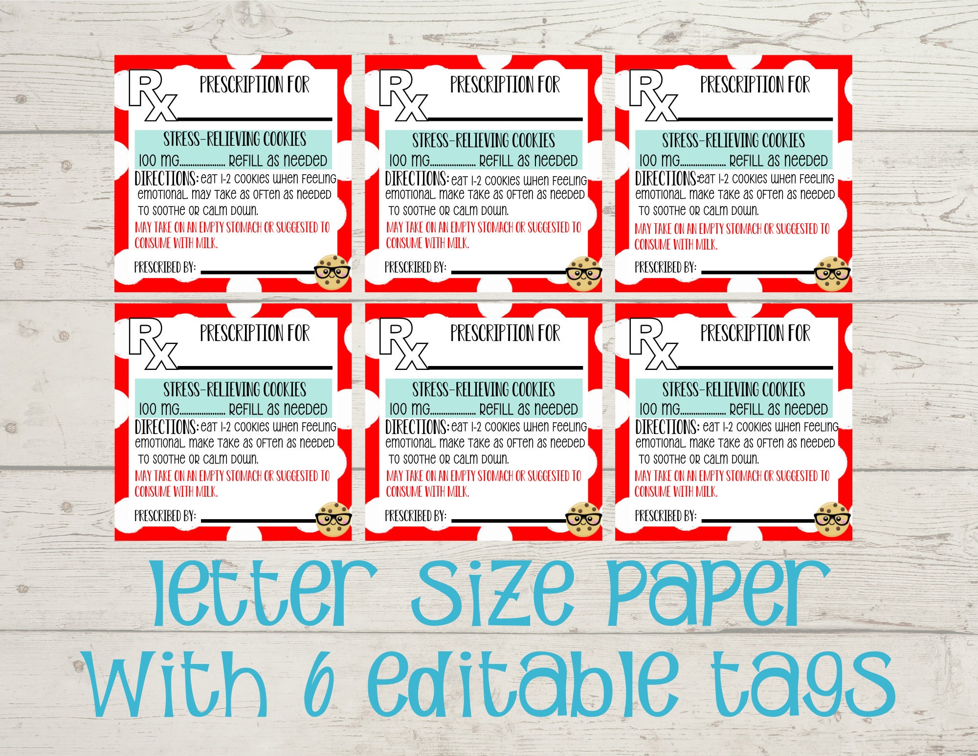 Editable RX Prescription Cookie Tag , Nurse Appreciation, Printable ...
