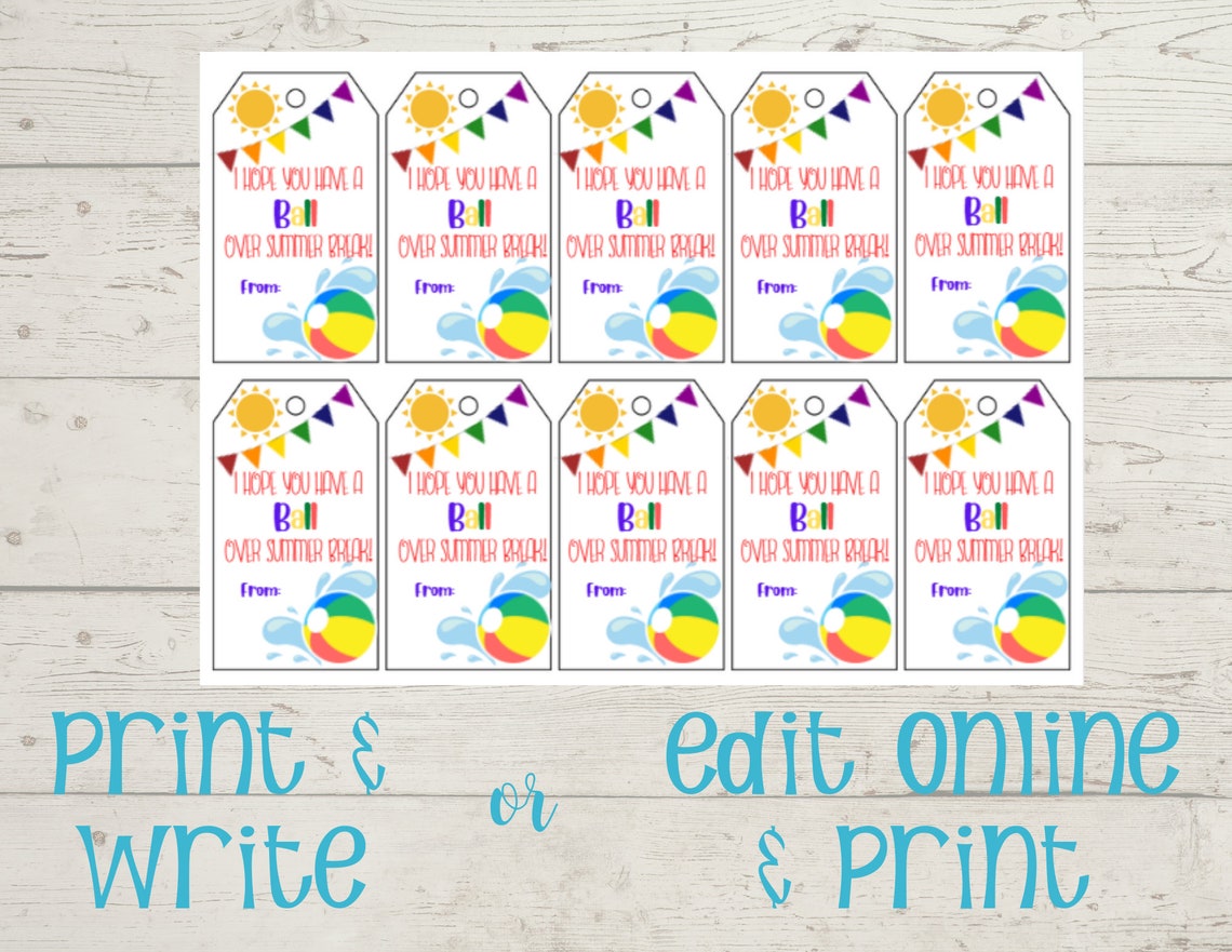 Editable End of Year Gift Tag , Have a Ball Tag , End of Year Gift Tags ...