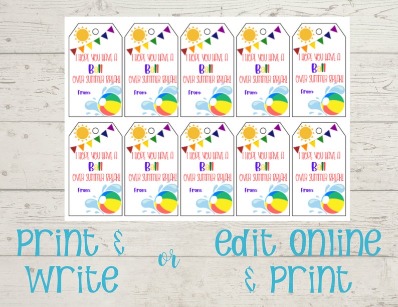 Editable End of Year Gift Tag , Have a Ball Tag , End of Year Gift Tags ...