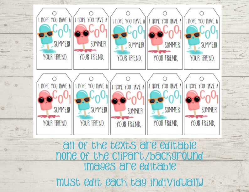 Editable End of Year Gift Tag , Have a Cool Summer Tag , End of Year ...
