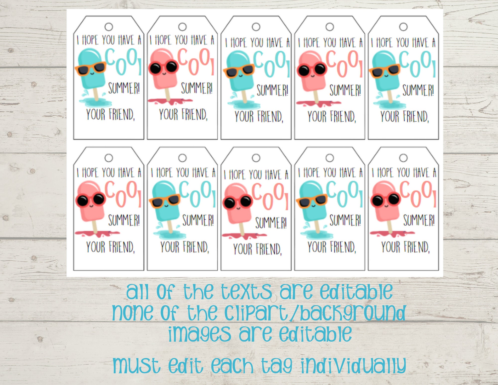 Editable End of Year Gift Tag , Have a Cool Summer Tag , End of Year ...