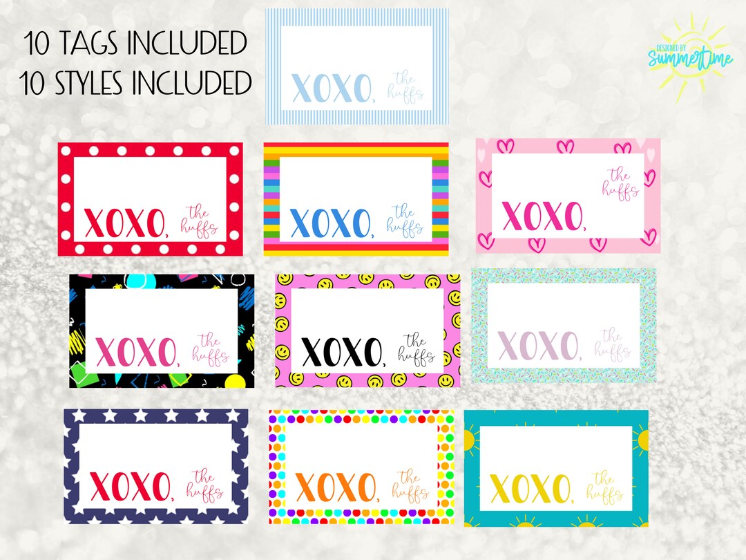 Editable XOXO Gift Tag, XOXO Gift Tags, Gift Tags for Any Occassion ...