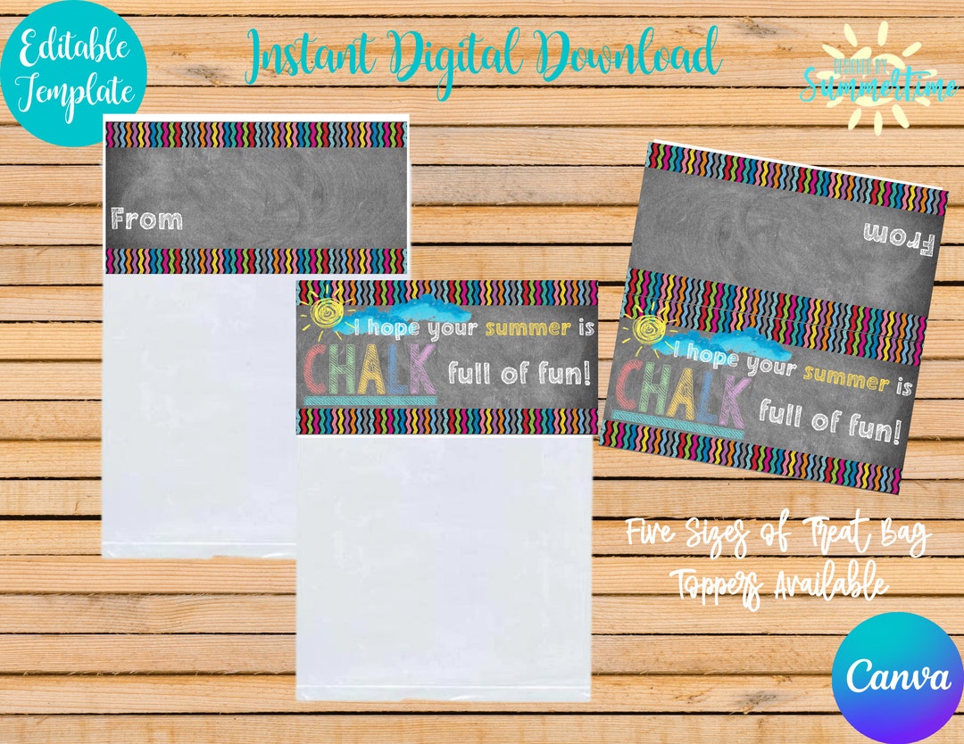 Editable Chalk Full of Fun Treat Bag Topper, Class Treat Bag Topper ...