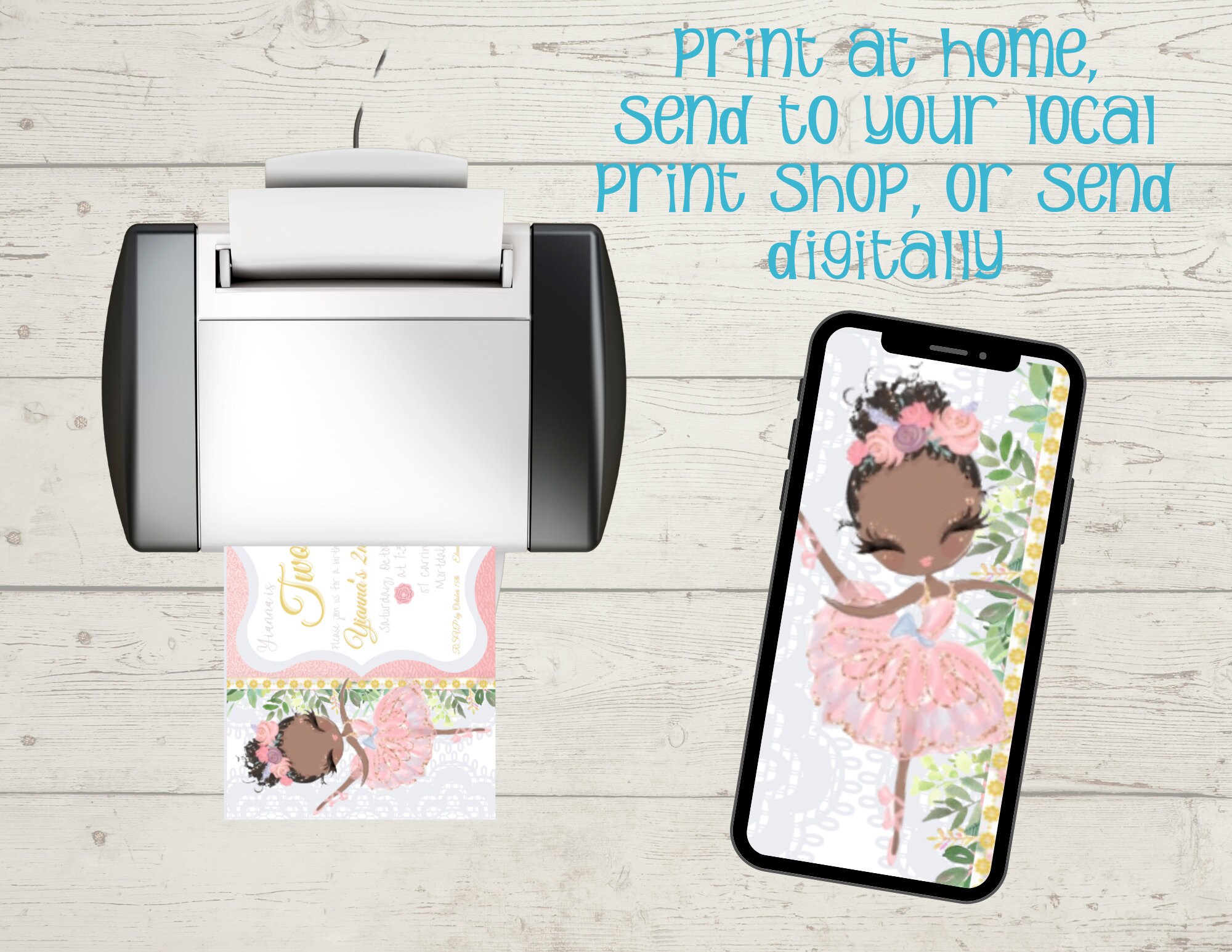 Editable Two-tu Cute Birthday Party Invitation, Two-tu Cute Invitation ...