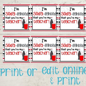 Editable Beginning of School Gift Tag , Soda-lighted Gift Tag , School ...
