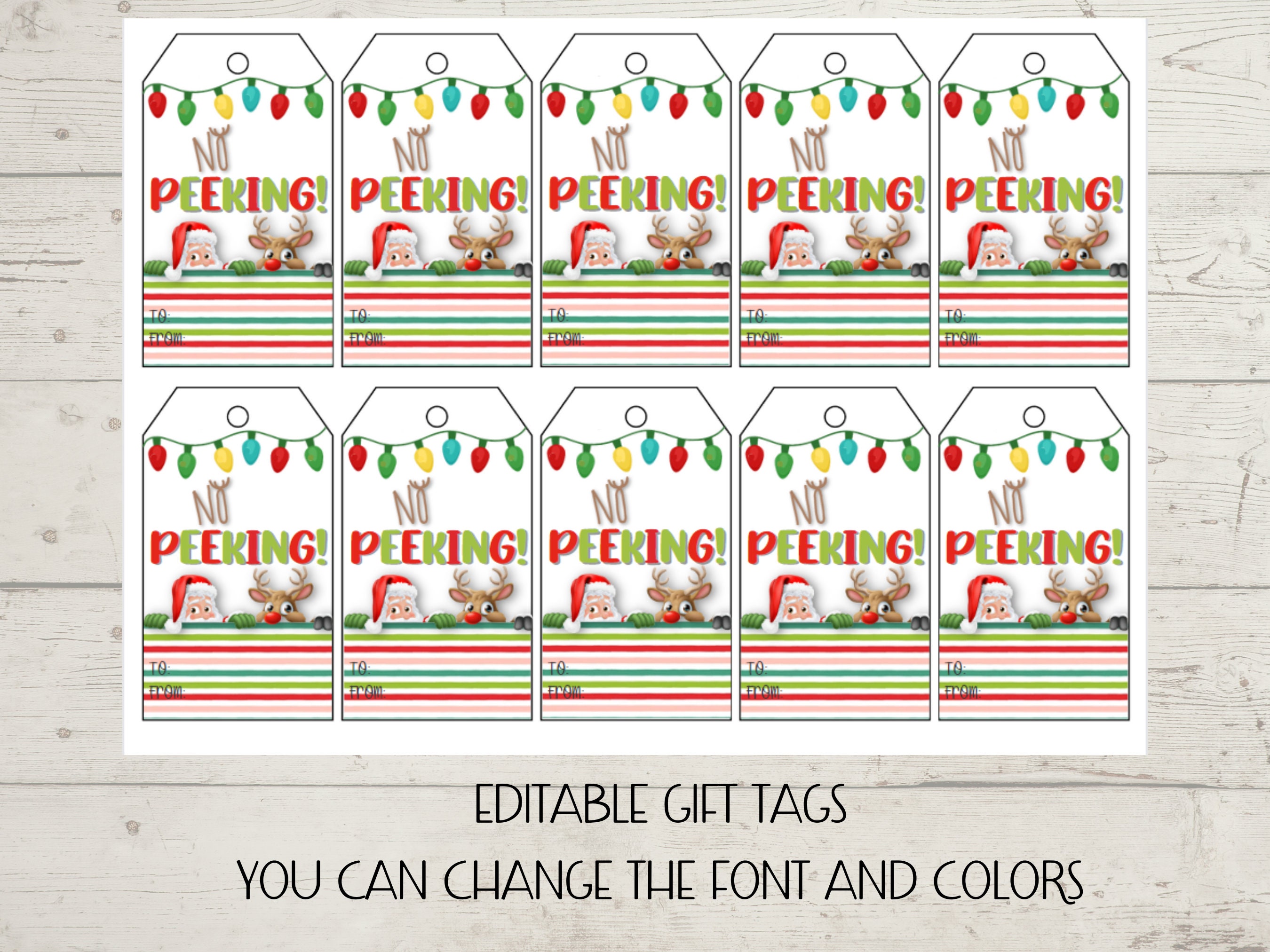 Editable Christmas Gift Tags No Peeking Gift Tag Santa - Etsy