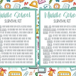 Editable Middle School Survival Kit Tag , Printable Digital Gift Tag ...