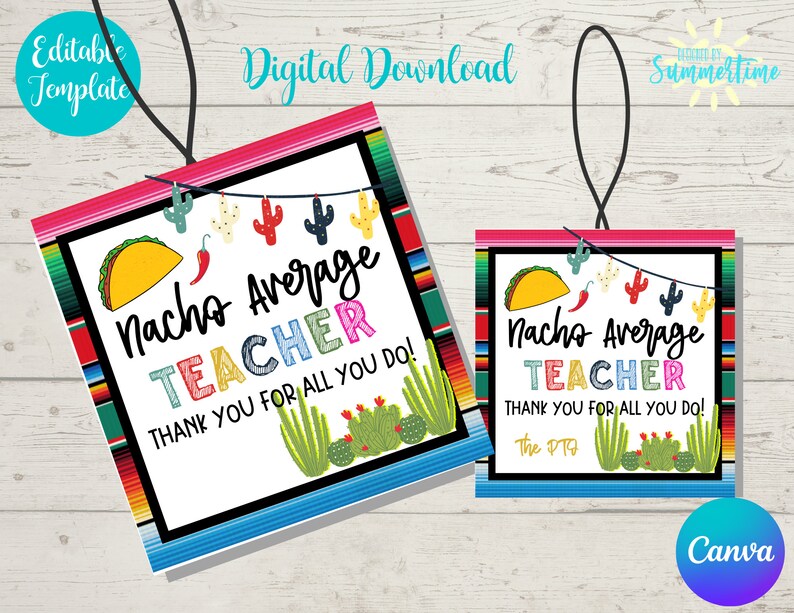 Editable Nacho Average Gift Tag Mexican Appreciation Lunch - Etsy