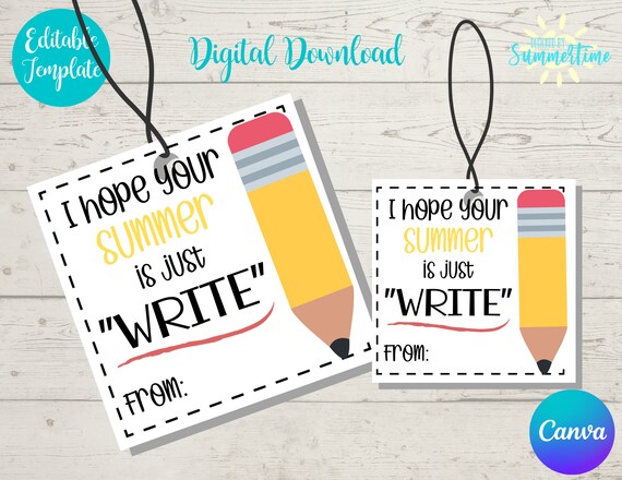 Editable Pencil Favor Tag Just Write by Tag End of School | Etsy