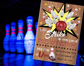 Bowling Birthday Strike up Some Fun Invitation Bowling - Etsy
