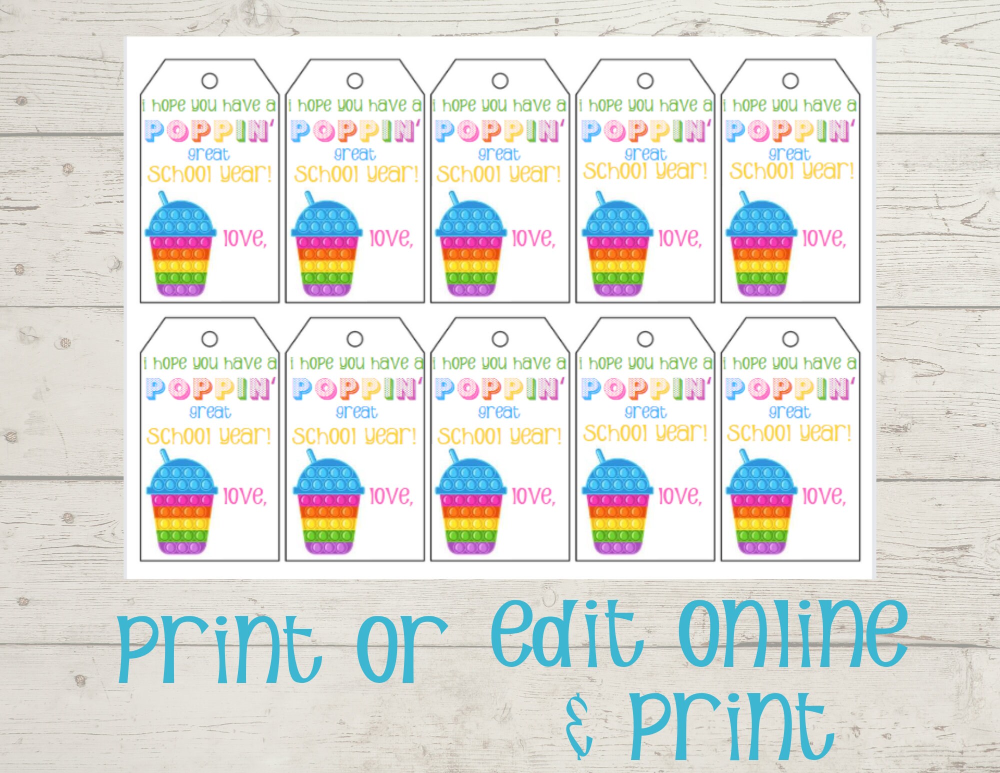 Beginning of Year Gift Tag , Poppin School Year Tag , Beginning of Year ...