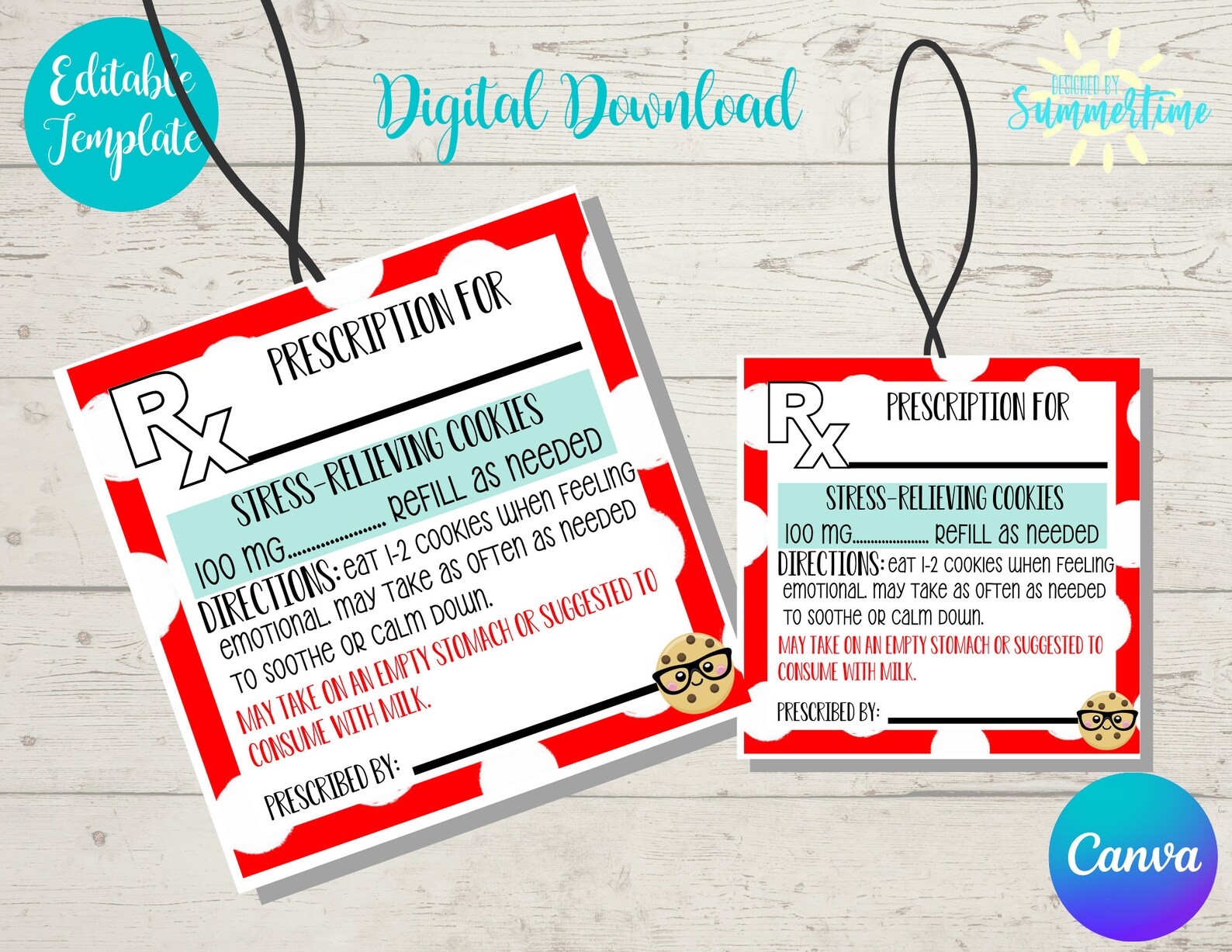 Editable RX Prescription Cookie Tag , Nurse Appreciation, Printable ...