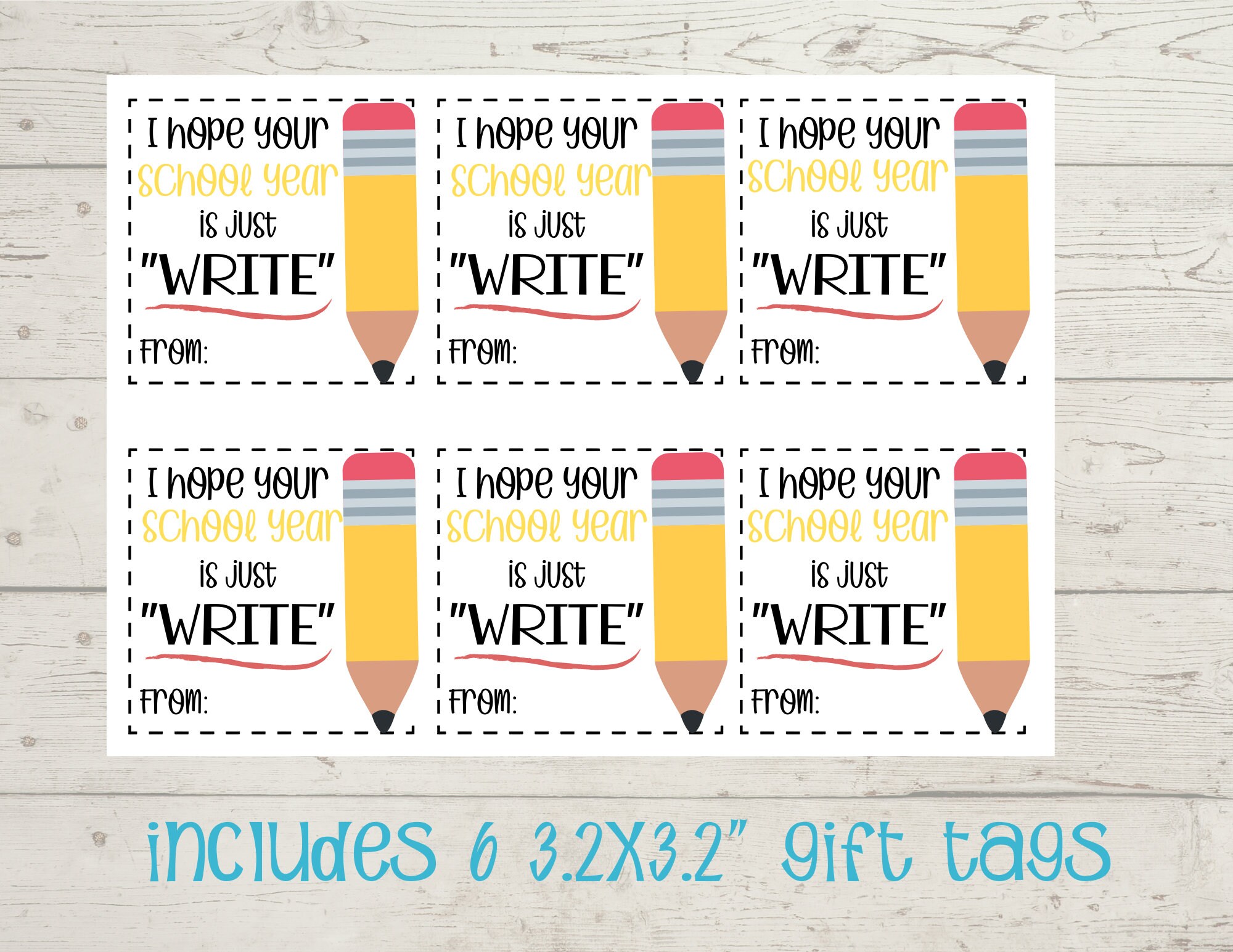 Editable Beginning of School Gift Tag , Just Write Pencil Tag , School ...
