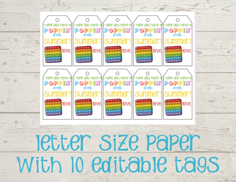 Editable End of Year Gift Tag , Poppin Summer Tag , End of Year Gift ...