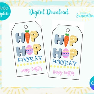 Editable Hip Hop Hooray Favor Tag , Hip Hop Hooray Tag , Easter Tag ...