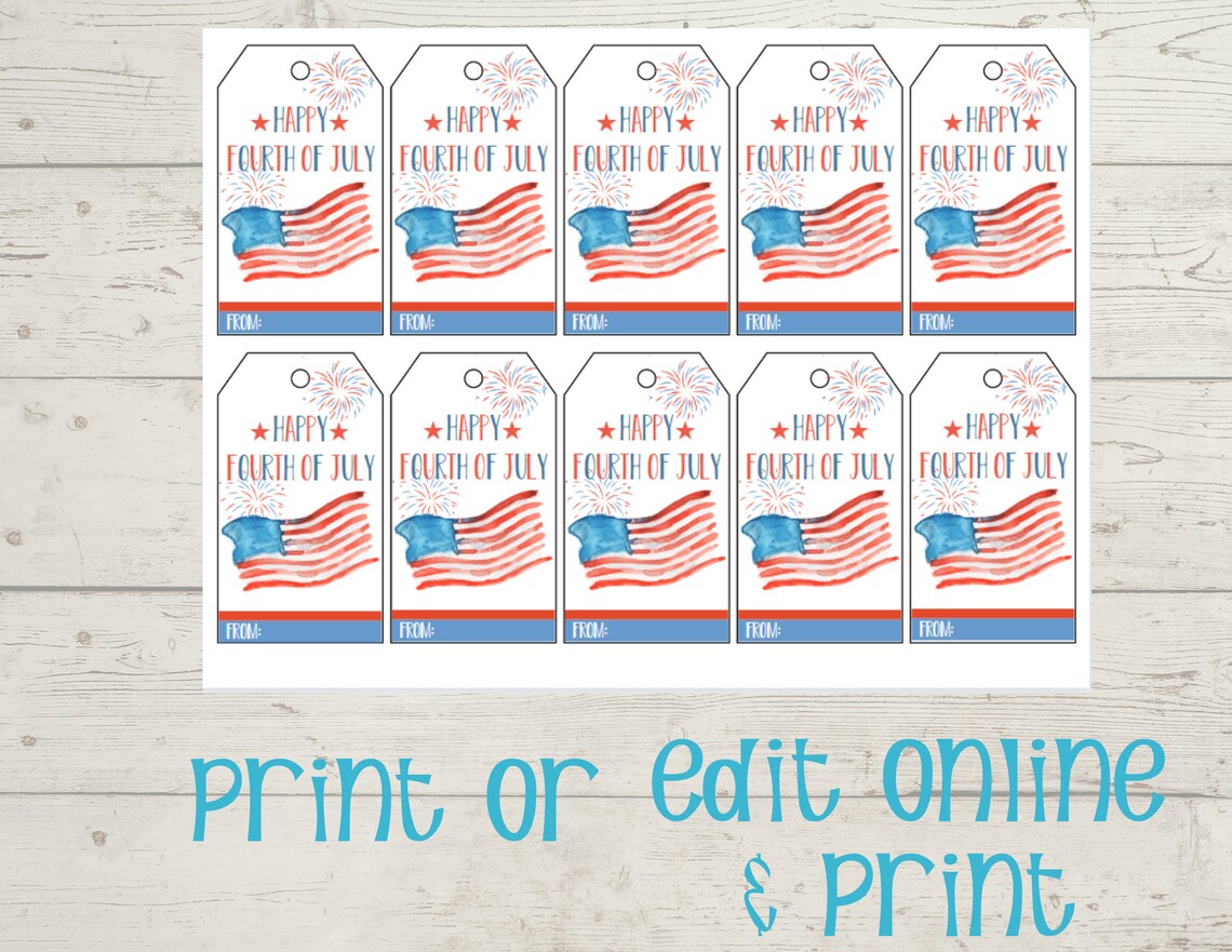 Editable Fourth of July Gift Tag Fourth of July Favor Tag | Etsy