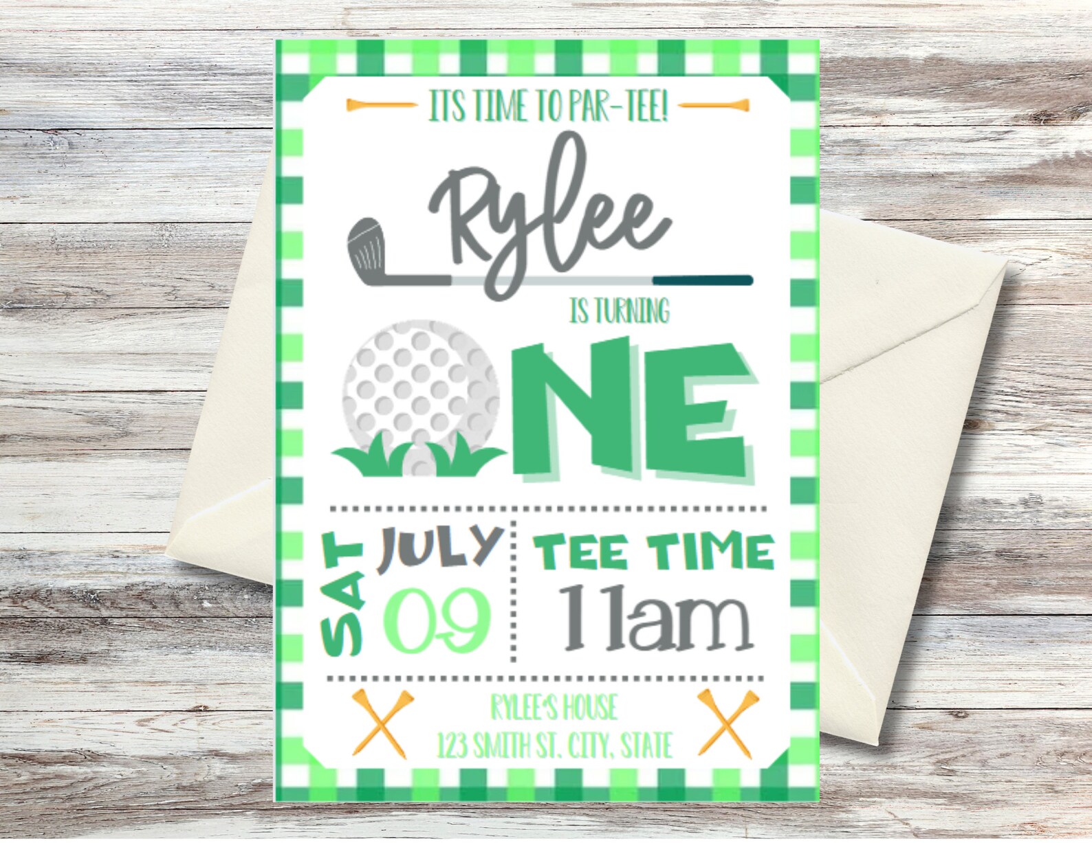Editable Golf Birthday Invitations, Golf 1st Birthday Invitation ...